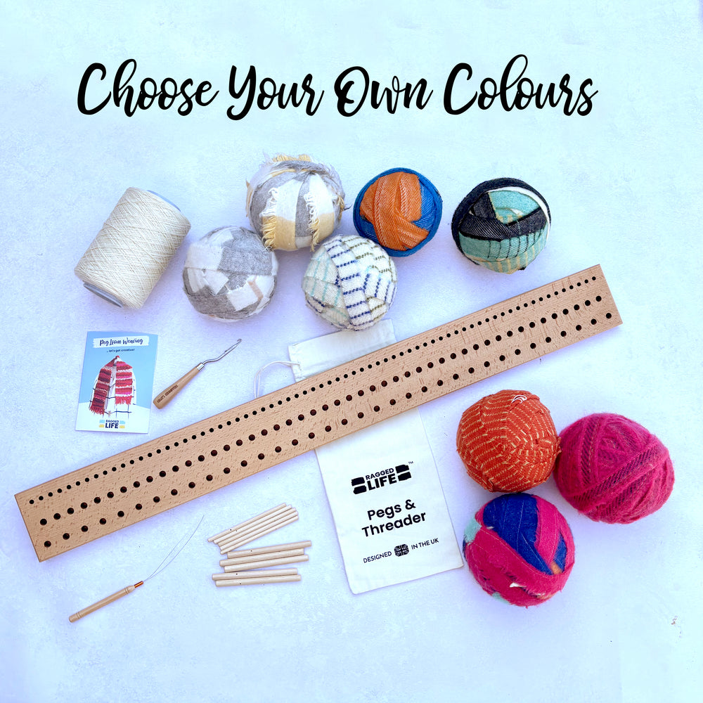 Beginner Peg Loom Weaving Kit - Makes 130 x 90cm Woollen Rug